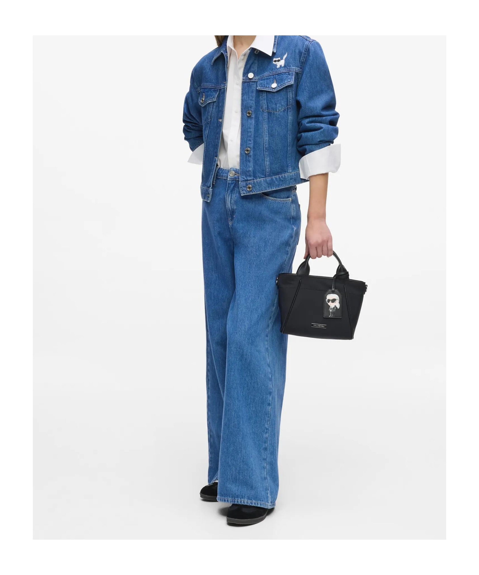 KARL LAGERFELD Karl Lagerfeld Denim Jacket with Ikon Cat Motif